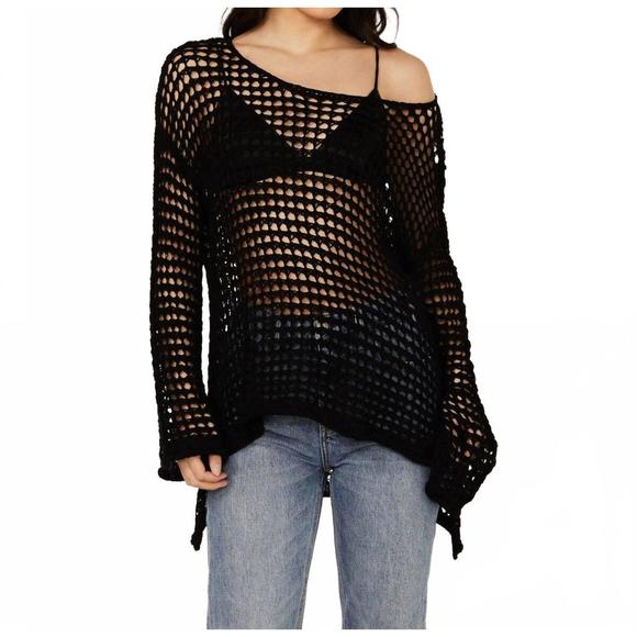 POL | Sweaters | New Pol Style And America Crochet Sweater In Black ...